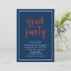 Blue and Red Script Grad Party Invitation | Zazzle