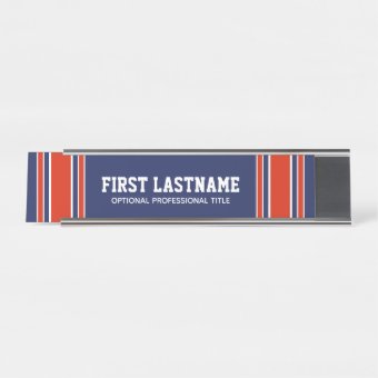 Blue and Red Sports Jersey Name - Can EDIT Color Desk Name Plate | Zazzle