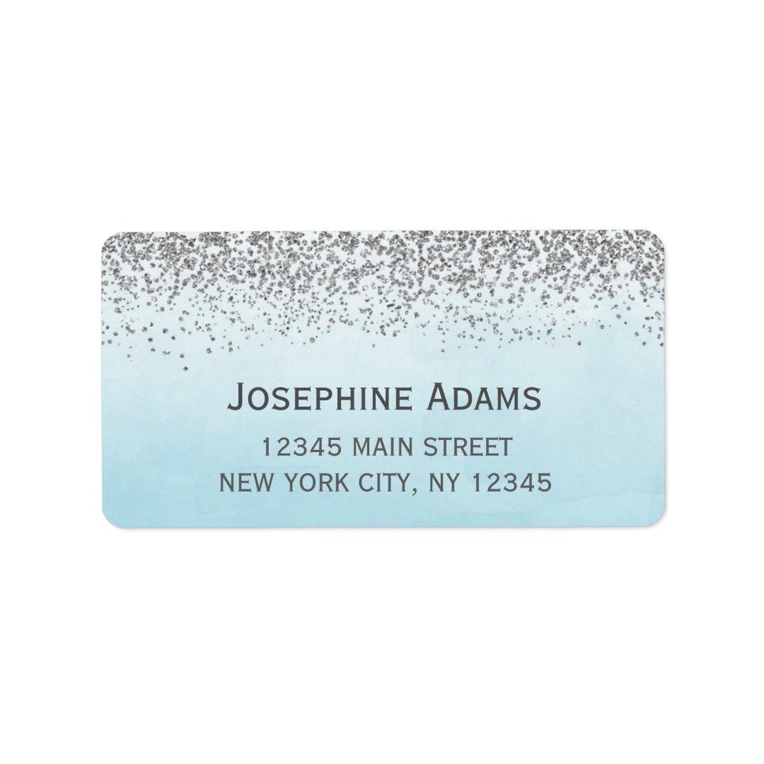 Blue and Silver Address Labels | Zazzle