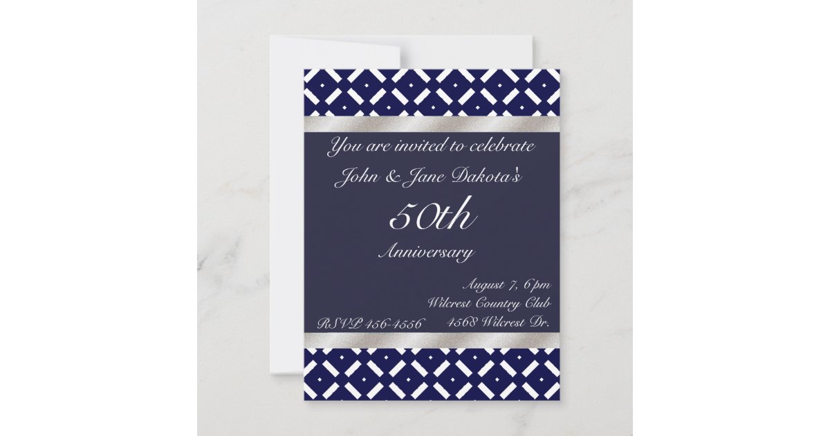 Blue and Silver Anniversary Invitation | Zazzle