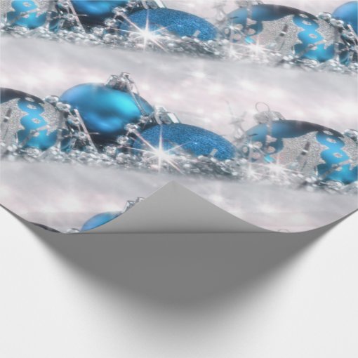 Blue And Silver Christmas Wrapping Paper | Zazzle