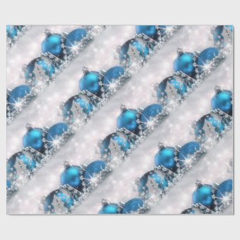 Blue And Silver Christmas Wrapping Paper | Zazzle