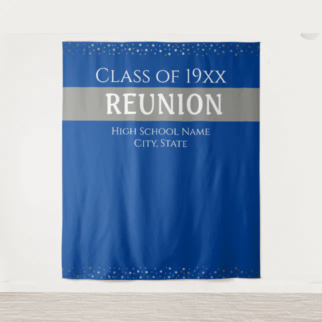 Blue and Silver Class Reunion Any Year Tapestry | Zazzle