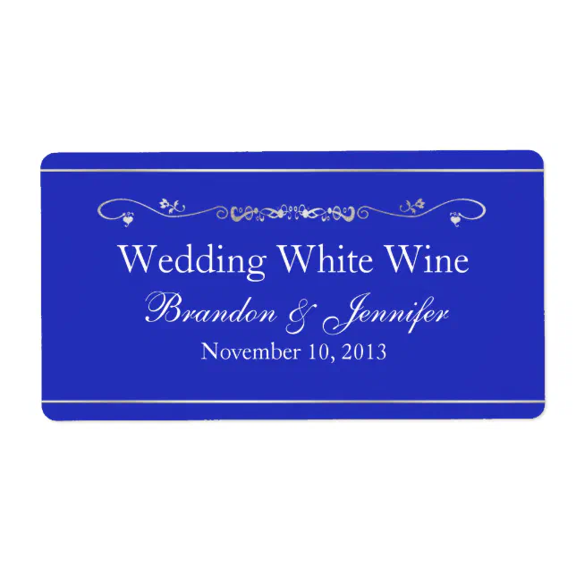 Blue and Silver Custom Wedding Mini Wine Labels | Zazzle