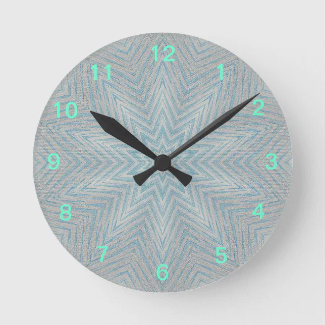 Blue and Silver Kaleidoscope Star Pattern Clock | Zazzle