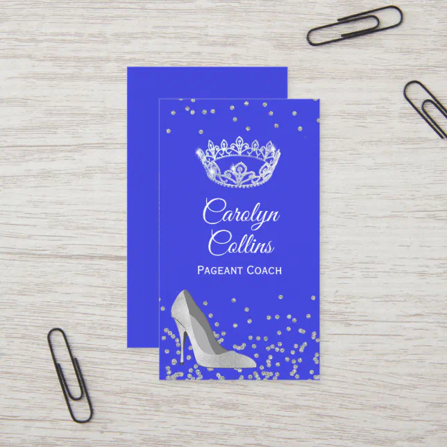 Blue and Silver Pageant Coach Business Card | Zazzle