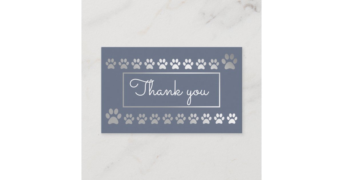 Blue And SIlver Paw Print Pet Loyalty Card | Zazzle