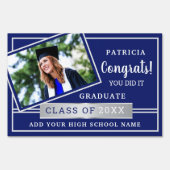 Blue And Silver School Colors Photo Graduation Sign | Zazzle
