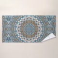 Blue and Tan Mandala Intricate Geometric Pattern Bath Towel Set | Zazzle