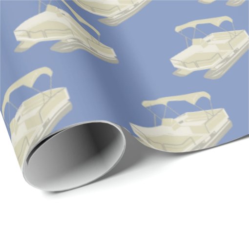 Blue and Tan Pontoon Boat Wrapping Paper | Zazzle
