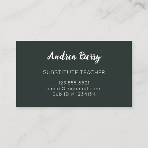 Blue and Tangerine Orange Substitute Teacher Business Card | Zazzle
