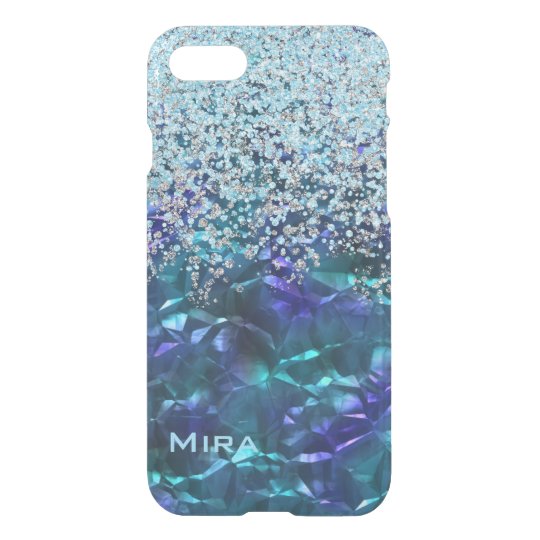 Blue and Teal Bling and Glitter iPhone 7 Case | Zazzle.com