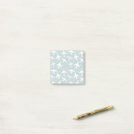 Blue and White Aeroplane Patterned Post-it Notes | Zazzle
