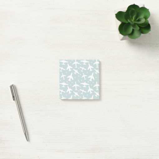 Blue and White Aeroplane Patterned Post-it Notes | Zazzle