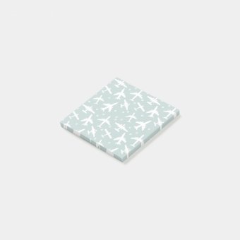 Blue and White Aeroplane Patterned Post-it Notes | Zazzle