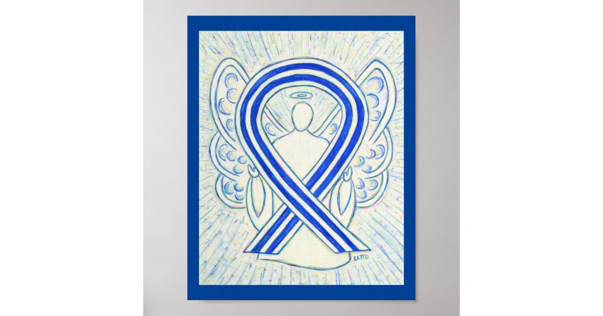 Blue and White ALS Awareness Ribbon Angel Poster | Zazzle