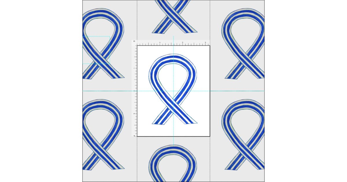 Blue and White ALS Awareness Ribbon Custom Fabric | Zazzle