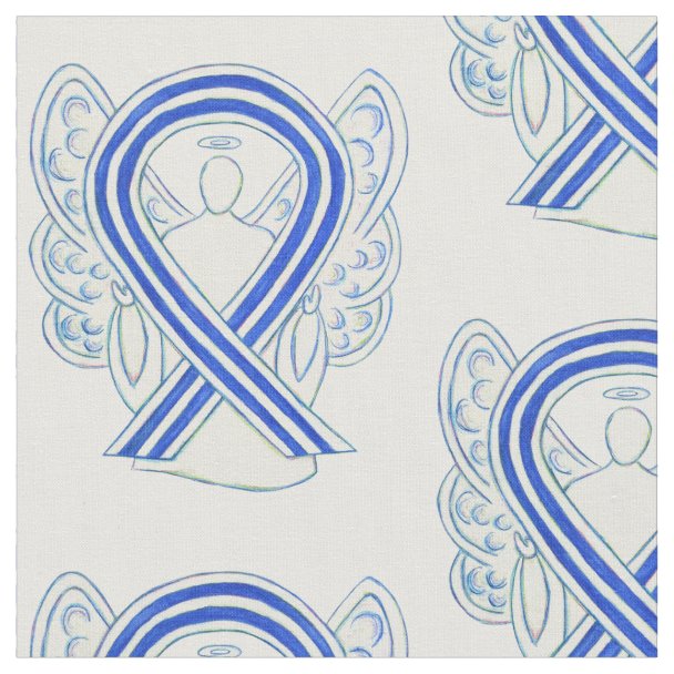 Blue and White ALS Awareness Ribbon Custom Fabric | Zazzle
