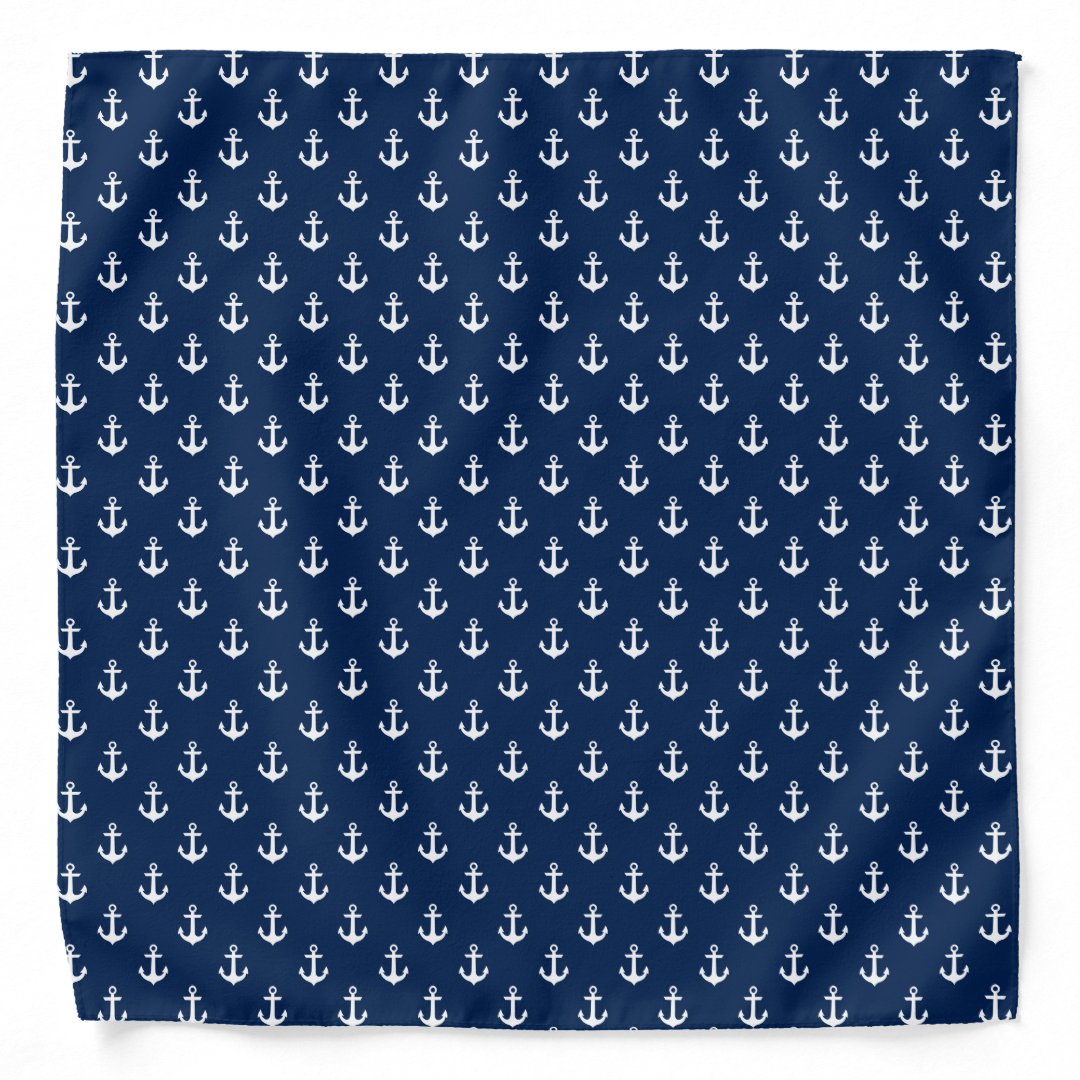 Blue and White Anchors Pattern Bandana | Zazzle