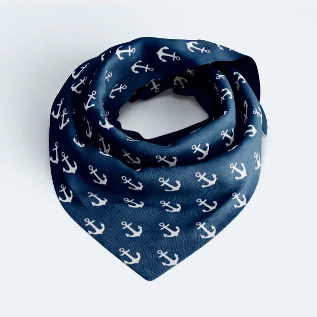 Blue and White Anchors Pattern Bandana | Zazzle