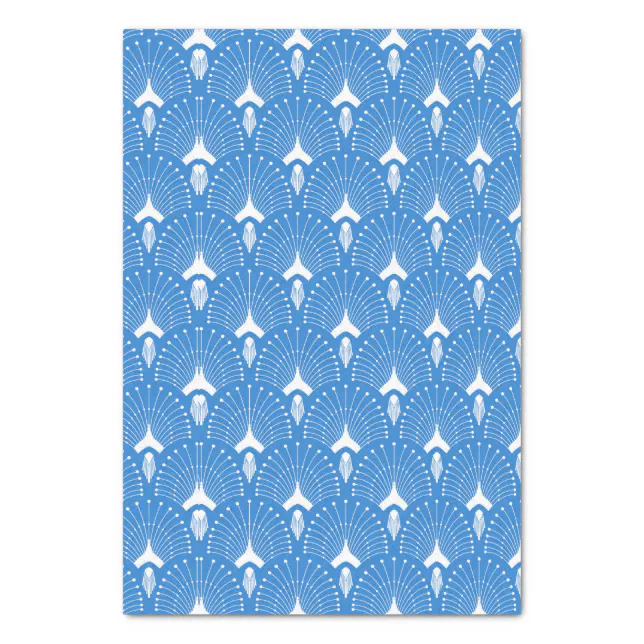Blue and white art-deco pattern tissue paper | Zazzle
