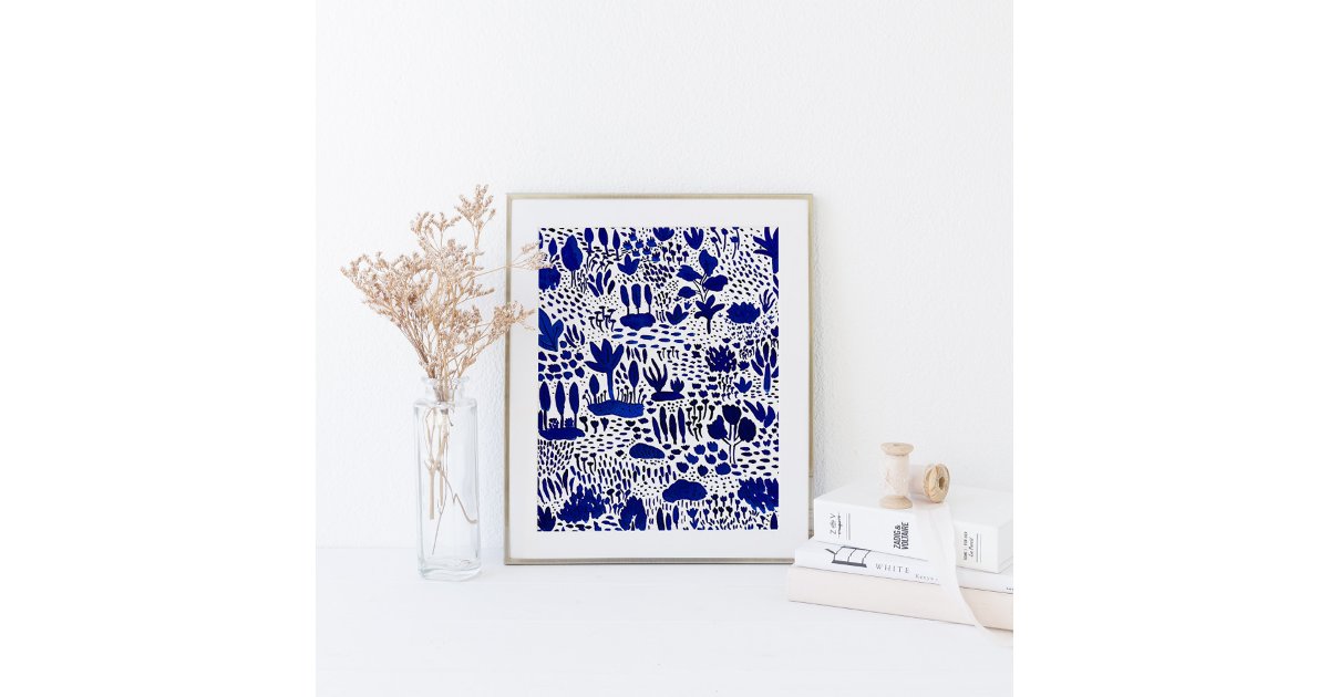Blue and White Artwork Poster | Zazzle
