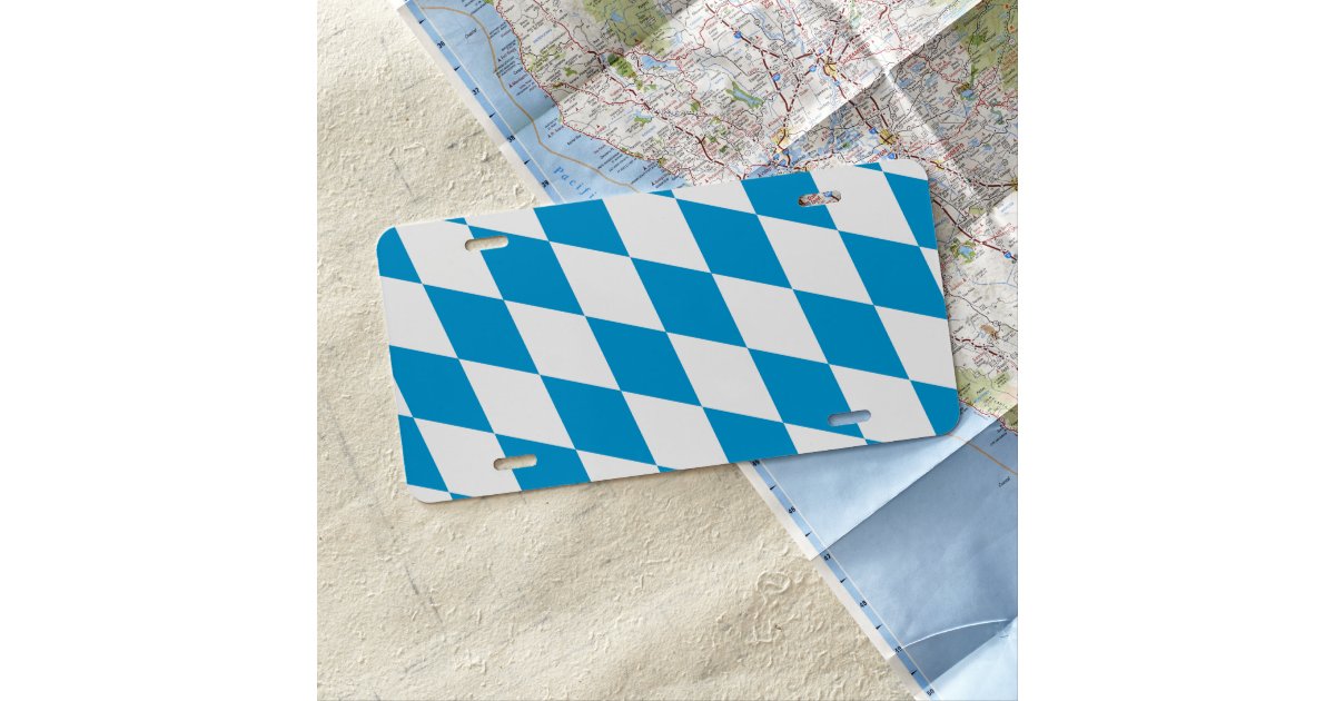 Blue and White Bavaria Diamond Flag Pattern License Plate | Zazzle