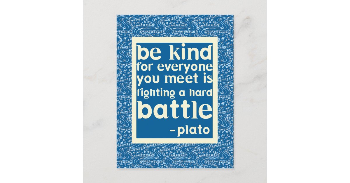 Blue and White Be Kind Quote Postcard | Zazzle