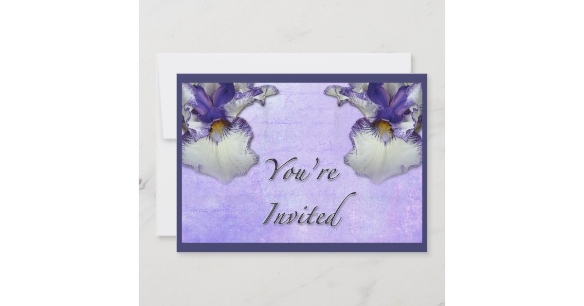 Blue and White Bearded Iris Flower Invitation | Zazzle