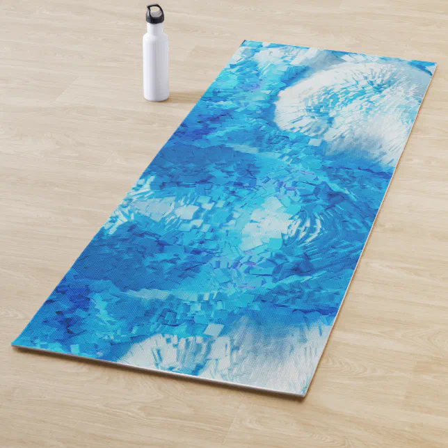 Blue and White Blended Abstract Art Yoga Mat | Zazzle