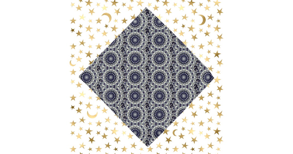 Blue and White Boho Kaleidoscope Pattern Bandana | Zazzle