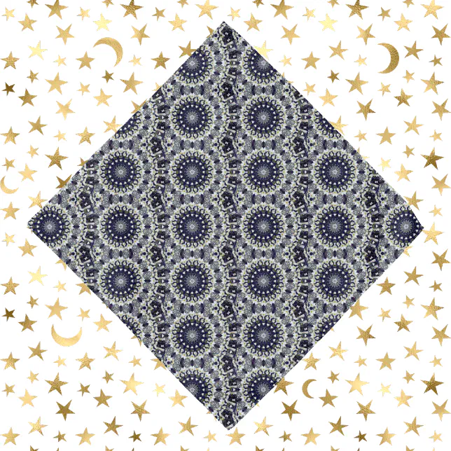 Blue and White Boho Kaleidoscope Pattern Bandana | Zazzle