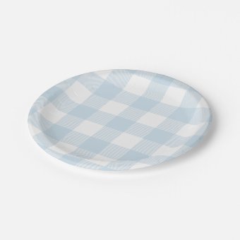 Blue and White Buffalo Check Paper Plates | Zazzle