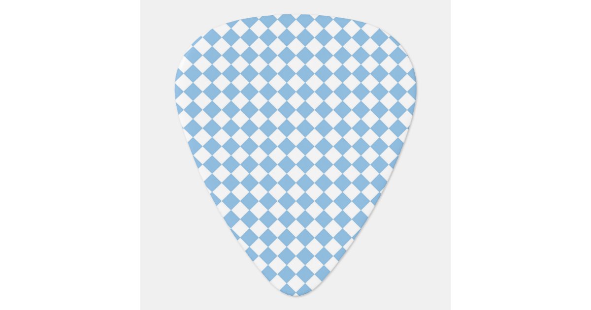Blue and White Checker Diamond Pattern Guitar Pick | Zazzle