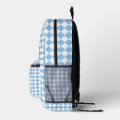 Blue and White Checker Pattern Printed Backpack | Zazzle