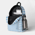 Blue and White Checker Pattern Printed Backpack | Zazzle