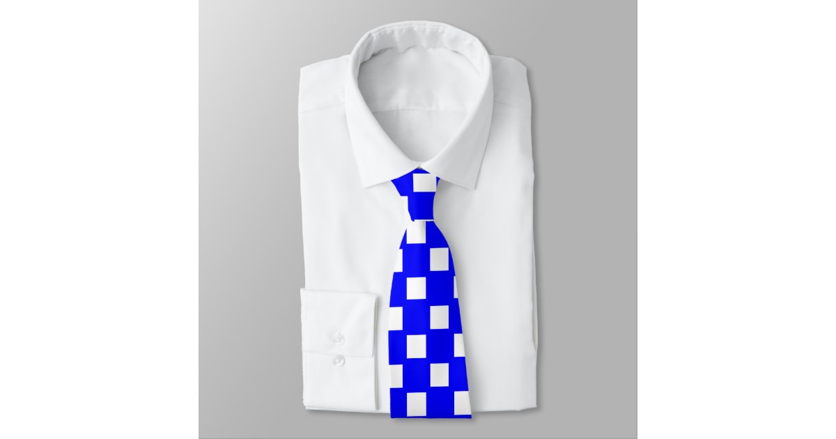 Blue and White Checkerboard Tie | Zazzle