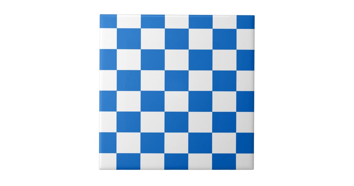 Blue and White Checkerboards Tile | Zazzle