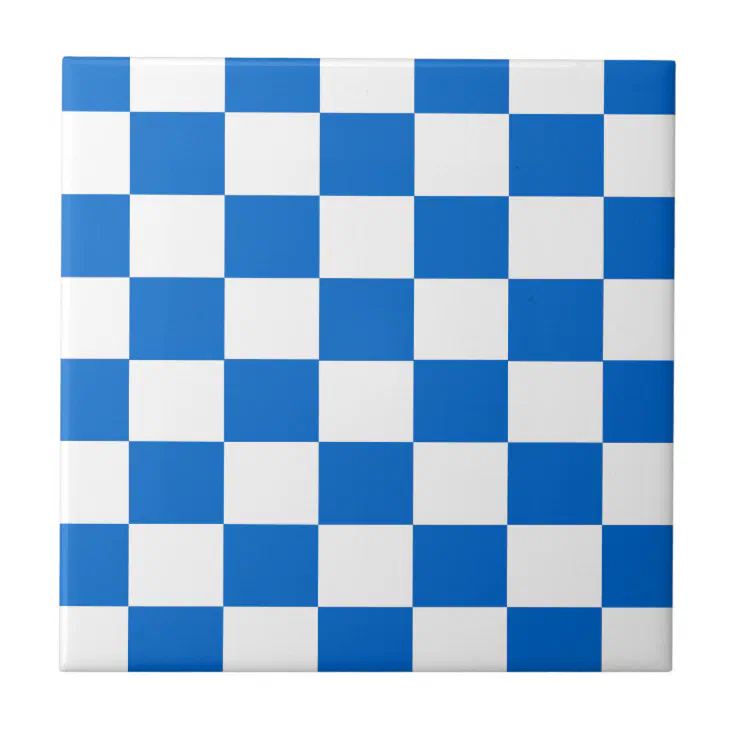 Blue and White Checkerboards Tile | Zazzle