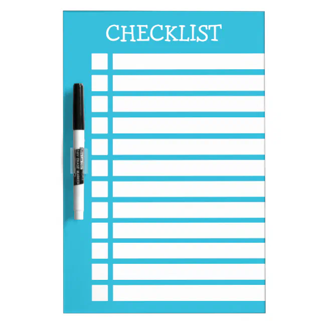 Blue And White Checklist Dry Erase Board | Zazzle