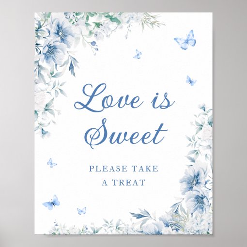 Blue and White Chinoiserie Love is Sweet Poster | Zazzle
