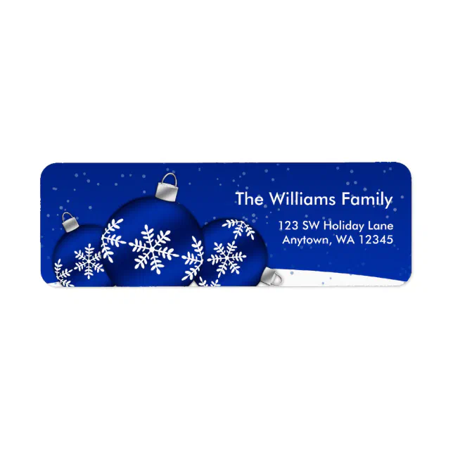 Blue and White Christmas Snowflake Ornaments Label | Zazzle