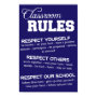 Blue and White Classroom Rules Poster | Zazzle