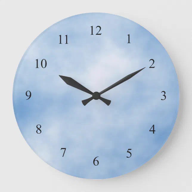 Blue and White Cloudy Day Kitchen Wall Clock | Zazzle