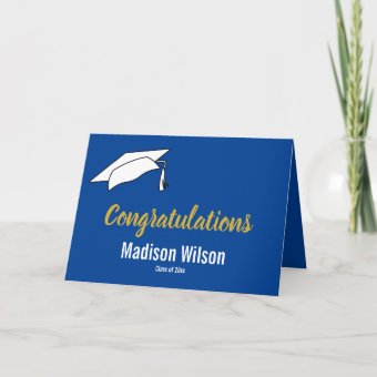 Blue and White Congratulations Graduation Card | Zazzle