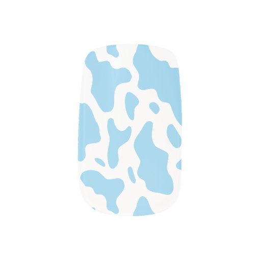 Blue And White Cow Print Cute Trendy Minx Nail Art | Zazzle