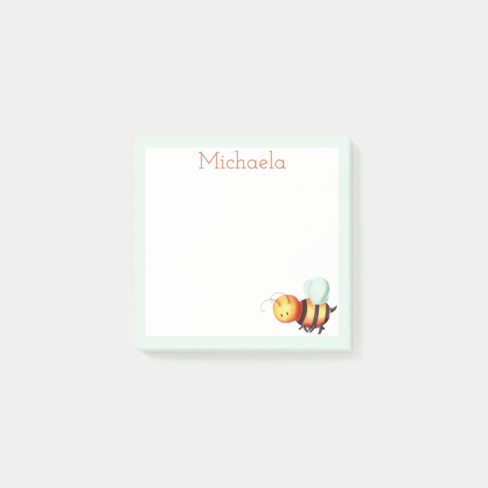 Blue and white cute honey bee personalized post-it notes | Zazzle.com