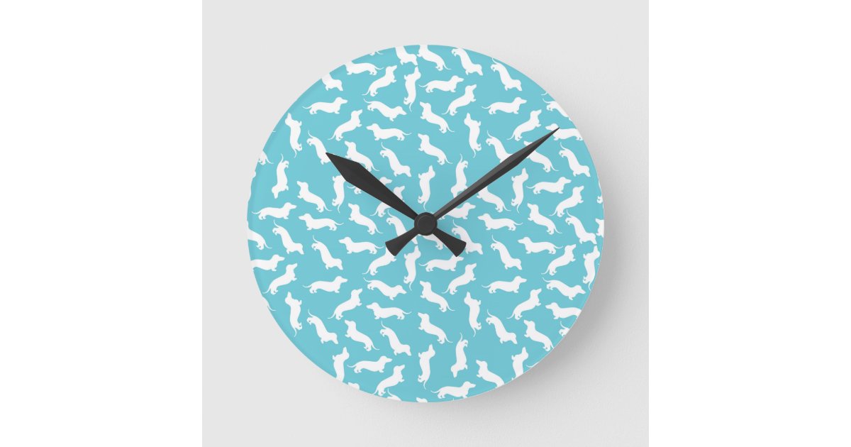 Blue and White Dachshund Wall Clock | Zazzle