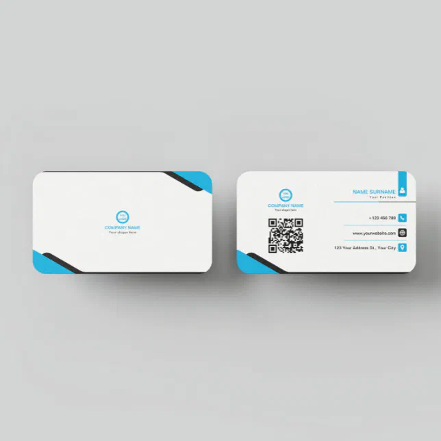 Blue and White Elegant Business Card | Zazzle