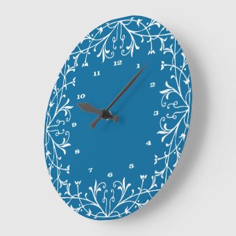 Blue and White Elegant Kitchen Clock | Zazzle